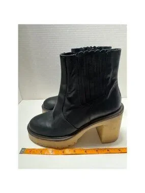 Free People | Shoes | Free People Black Leather Platform Lug Sole Block ...